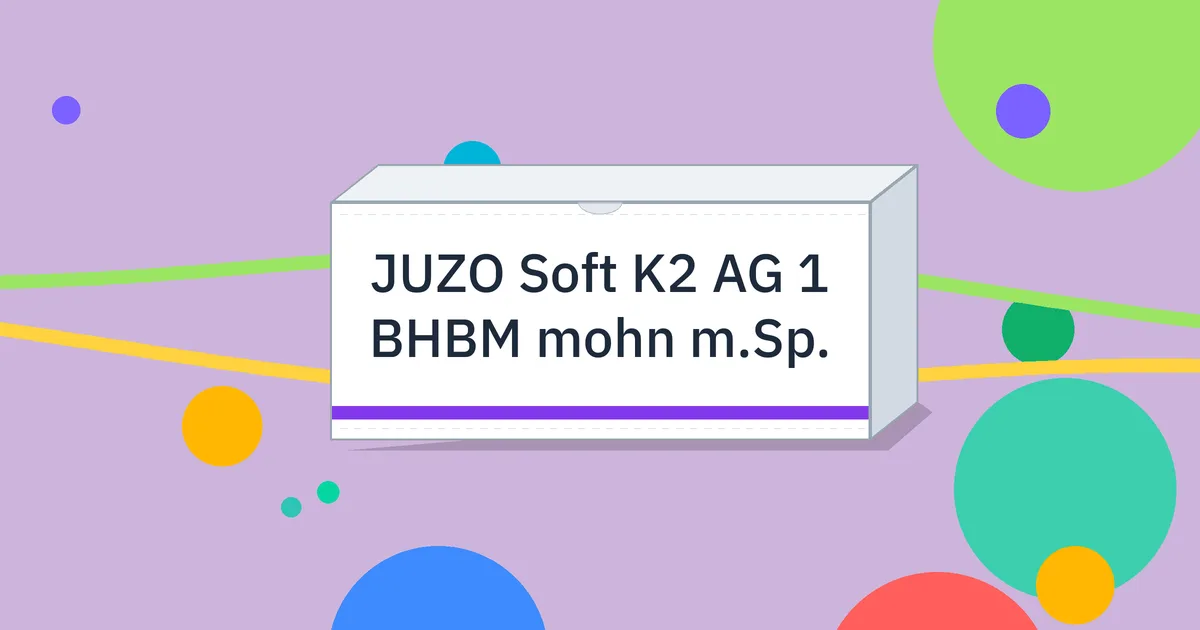 Symbolbild: Packung mit der Aufschrift JUZO Soft K2 AG 1 BHBM mohn m.Sp. (PZN 14859157) – Verfügbarkeit und Bezug in Apotheken in Frankfurt am Main