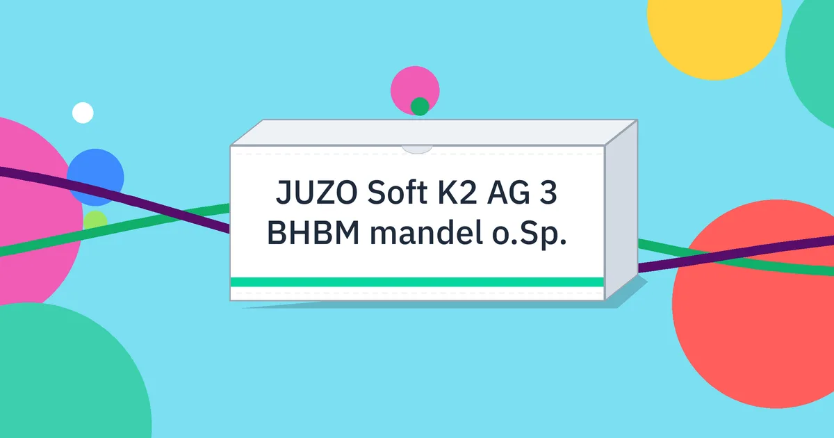 Symbolbild: Packung mit der Aufschrift JUZO Soft K2 AG 3 BHBM mandel o.Sp. (PZN 14861094) – Verfügbarkeit und Bezug in Apotheken in Frankfurt am Main