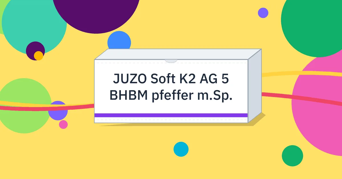 Symbolbild: Packung mit der Aufschrift JUZO Soft K2 AG 5 BHBM pfeffer m.Sp. (PZN 14858784) – Verfügbarkeit und Bezug in Apotheken in Frankfurt am Main