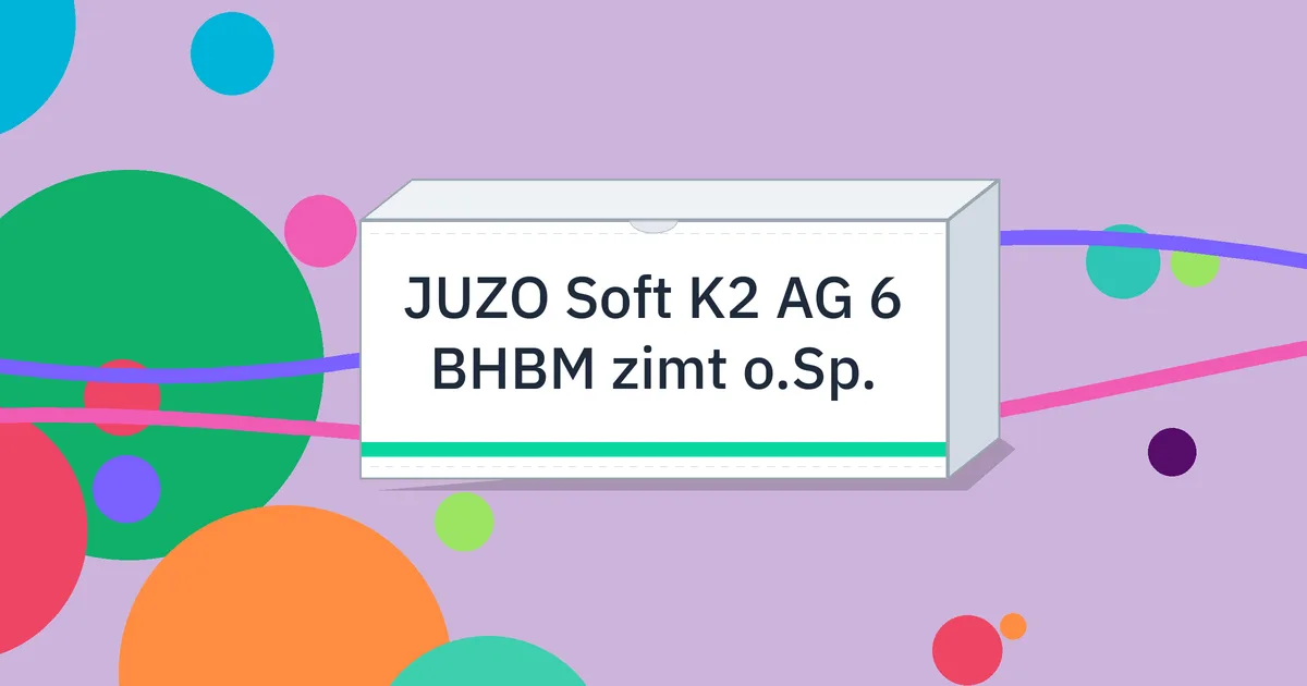 Symbolbild: Packung mit der Aufschrift JUZO Soft K2 AG 6 BHBM zimt o.Sp. (PZN 14860864) – Verfügbarkeit und Bezug in Apotheken in Frankfurt am Main