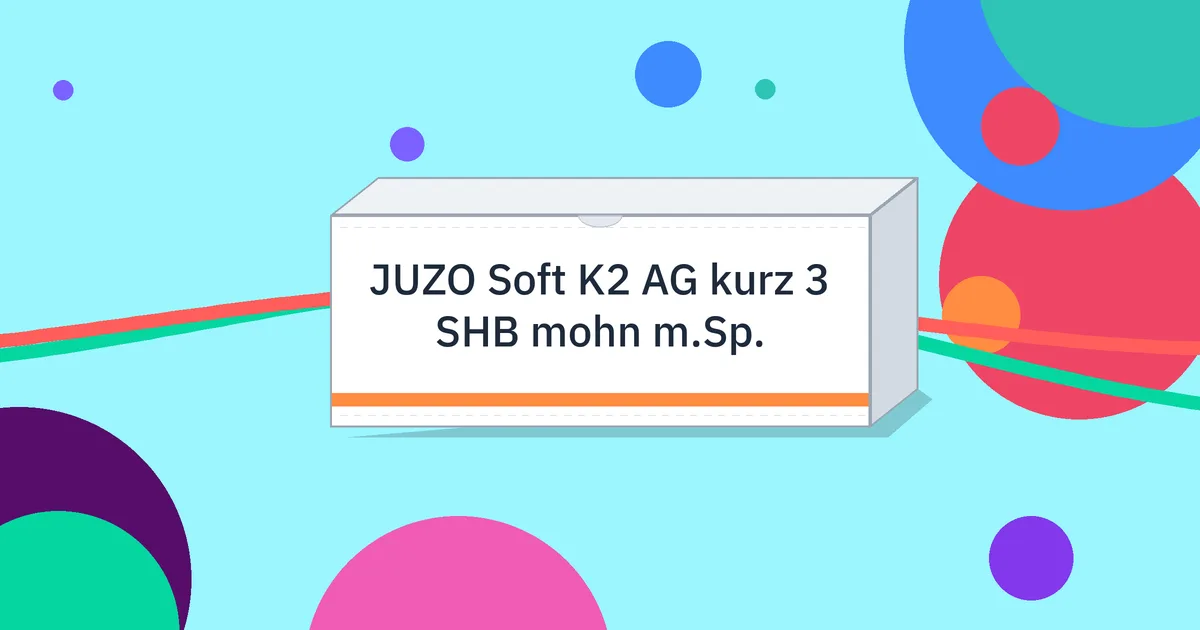 Symbolbild: Packung mit der Aufschrift JUZO Soft K2 AG kurz 3 SHB mohn m.Sp. (PZN 11308095) – Verfügbarkeit und Bezug in Apotheken in Frankfurt am Main