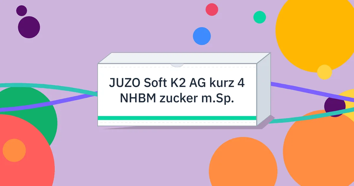 Symbolbild: Packung mit der Aufschrift JUZO Soft K2 AG kurz 4 NHBM zucker m.Sp. (PZN 15020617) – Verfügbarkeit und Bezug in Apotheken in Frankfurt am Main