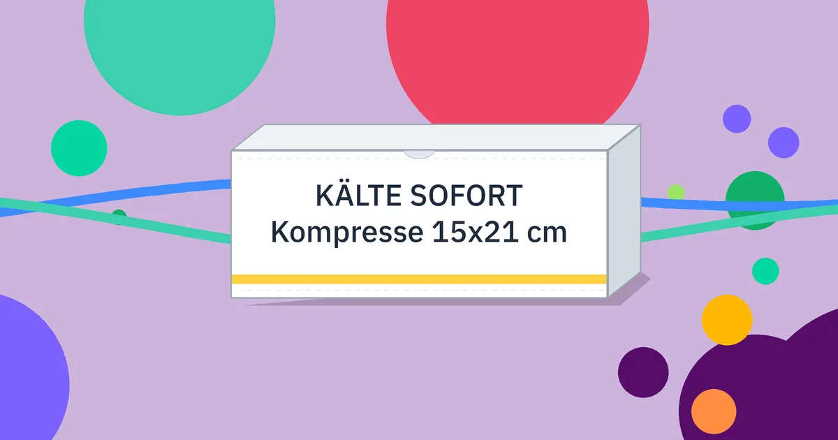 Symbolbild: Packung mit der Aufschrift KÄLTE SOFORT Kompresse 15x21 cm (PZN 11886484) – Verfügbarkeit und Bezug in Apotheken in Frankfurt am Main