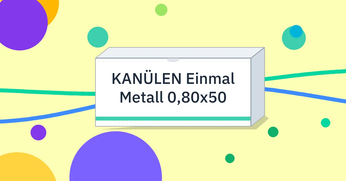 Symbolbild: Packung mit der Aufschrift KANÜLEN Einmal Metall 0,80x50 (PZN 01965099) – Verfügbarkeit und Bezug in Apotheken in Frankfurt am Main