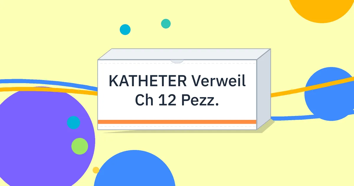 Symbolbild: Packung mit der Aufschrift KATHETER Verweil Ch 12 Pezz. (PZN 01730278) – Verfügbarkeit und Bezug in Apotheken in Frankfurt am Main