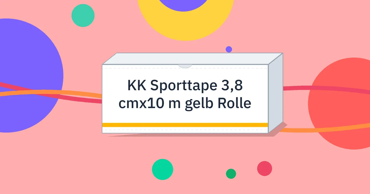 Symbolbild: Packung mit der Aufschrift KK Sporttape 3,8 cmx10 m gelb Rolle (PZN 14242480) – Verfügbarkeit und Bezug in Apotheken in Frankfurt am Main