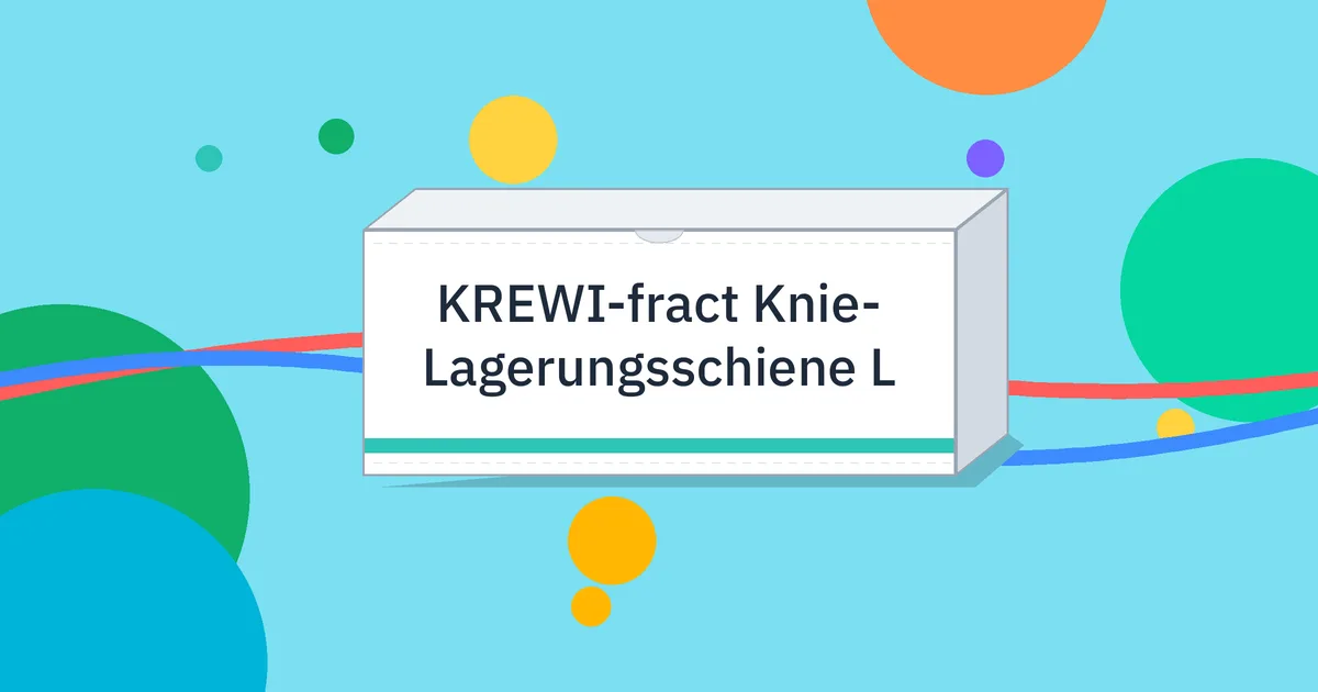 Symbolbild: Packung mit der Aufschrift KREWI-fract Knie-Lagerungsschiene L (PZN 17300462) – Verfügbarkeit und Bezug in Apotheken in Frankfurt am Main