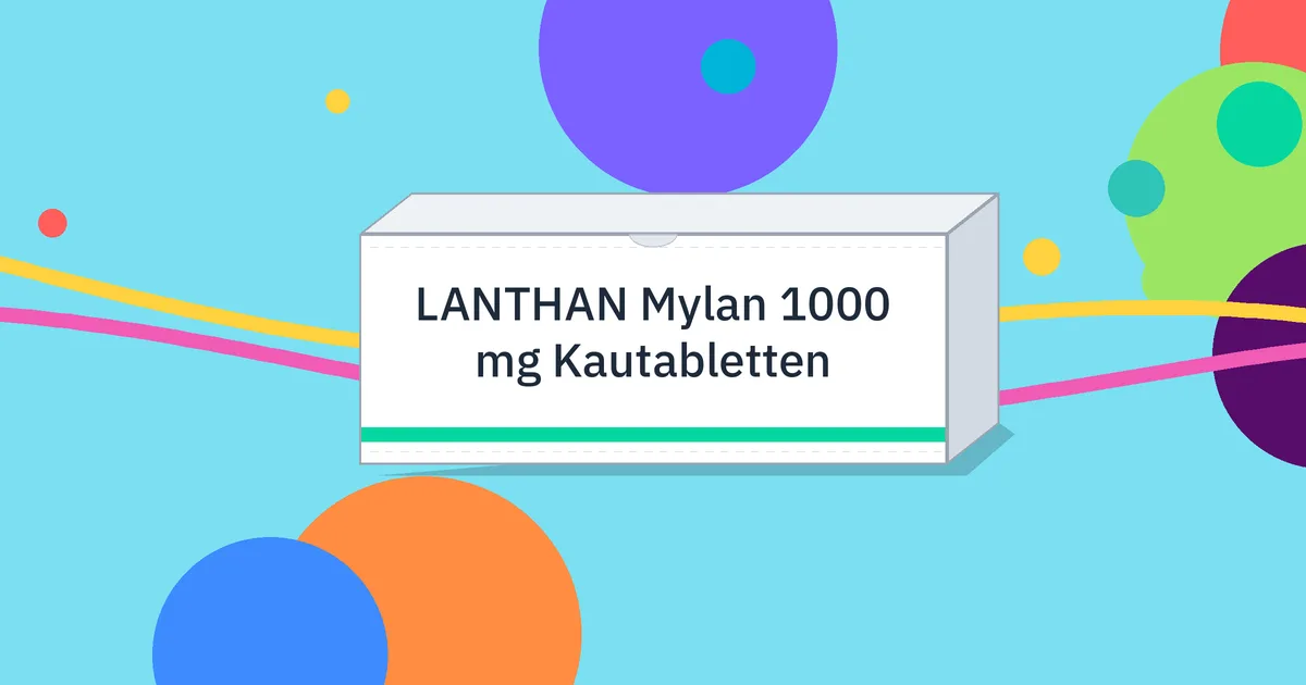 Symbolbild: Packung mit der Aufschrift LANTHAN Mylan 1000 mg Kautabletten (PZN 19129386) – Verfügbarkeit und Bezug in Apotheken in Frankfurt am Main