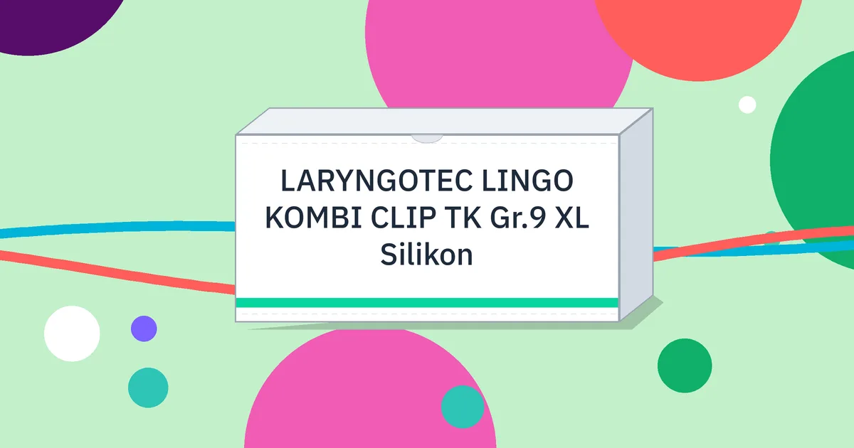 Symbolbild: Packung mit der Aufschrift LARYNGOTEC LINGO KOMBI CLIP TK Gr.9 XL Silikon (PZN 03312349) – Verfügbarkeit und Bezug in Apotheken in Frankfurt am Main