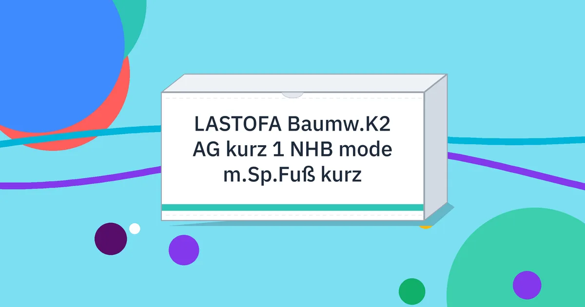 Symbolbild: Packung mit der Aufschrift LASTOFA Baumw.K2 AG kurz 1 NHB mode m.Sp.Fuß kurz (PZN 01948008) – Verfügbarkeit und Bezug in Apotheken in Frankfurt am Main