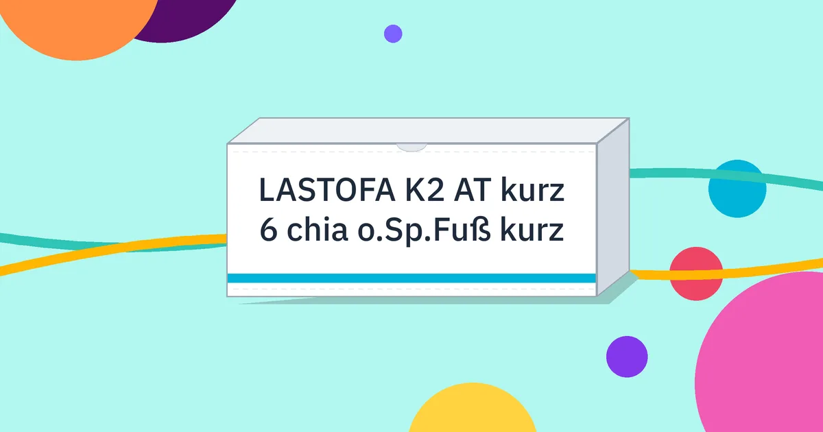 Symbolbild: Packung mit der Aufschrift LASTOFA K2 AT kurz 6 chia o.Sp.Fuß kurz (PZN 13810025) – Verfügbarkeit und Bezug in Apotheken in Frankfurt am Main