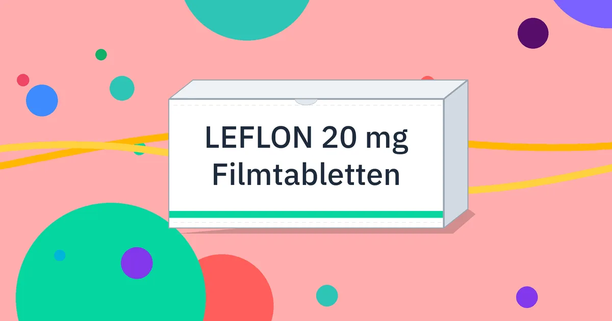 Symbolbild: Packung mit der Aufschrift LEFLON 20 mg Filmtabletten (PZN 14338033) – Verfügbarkeit und Bezug in Apotheken in Frankfurt am Main