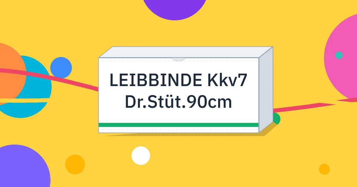 Symbolbild: Packung mit der Aufschrift LEIBBINDE Kkv7 Dr.Stüt.90cm (PZN 01966615) – Verfügbarkeit und Bezug in Apotheken in Frankfurt am Main