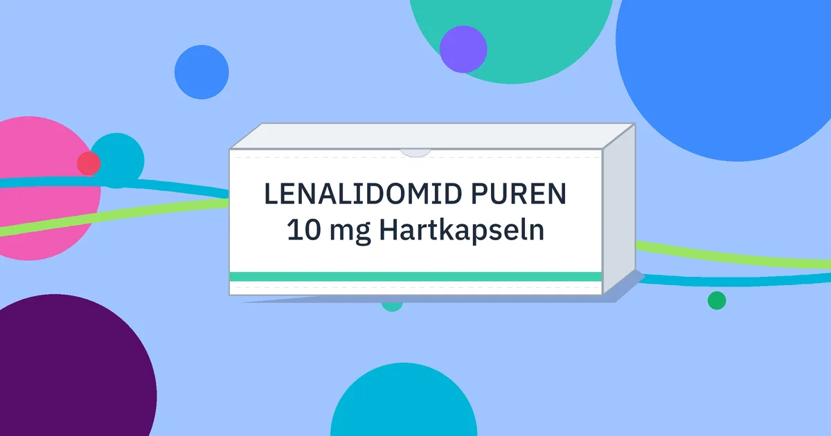 Symbolbild: Packung mit der Aufschrift LENALIDOMID PUREN 10 mg Hartkapseln (PZN 16943175) – Verfügbarkeit und Bezug in Apotheken in Frankfurt am Main
