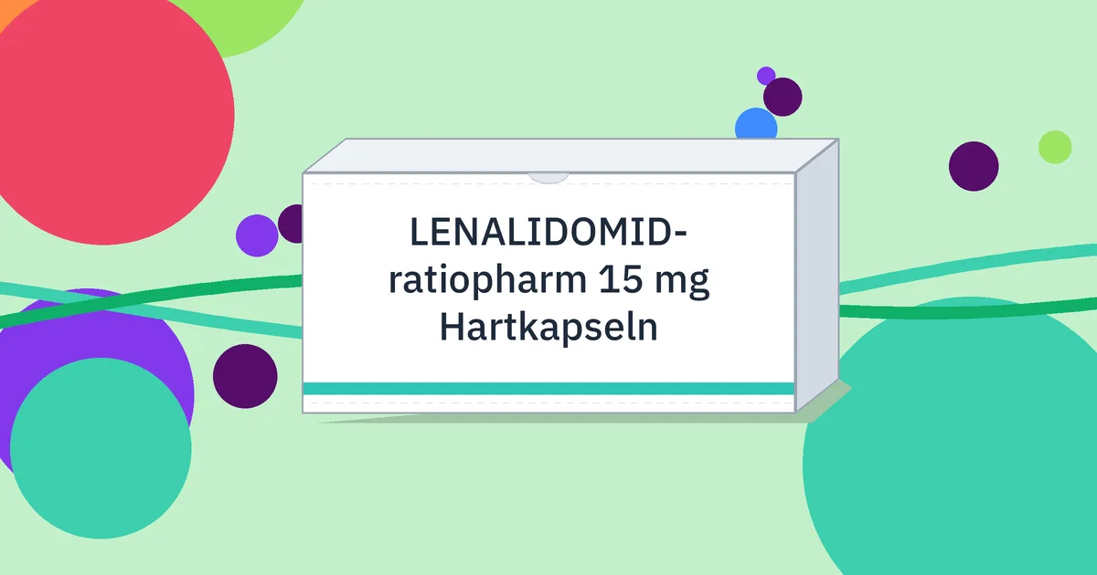 Symbolbild: Packung mit der Aufschrift LENALIDOMID-ratiopharm 15 mg Hartkapseln (PZN 17216862) – Verfügbarkeit und Bezug in Apotheken in Frankfurt am Main