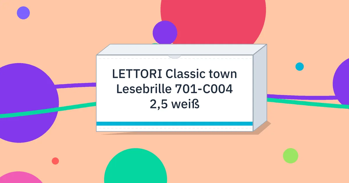 Symbolbild: Packung mit der Aufschrift LETTORI Classic town Lesebrille 701-C004 2,5 weiß (PZN 11057641) – Verfügbarkeit und Bezug in Apotheken in Frankfurt am Main