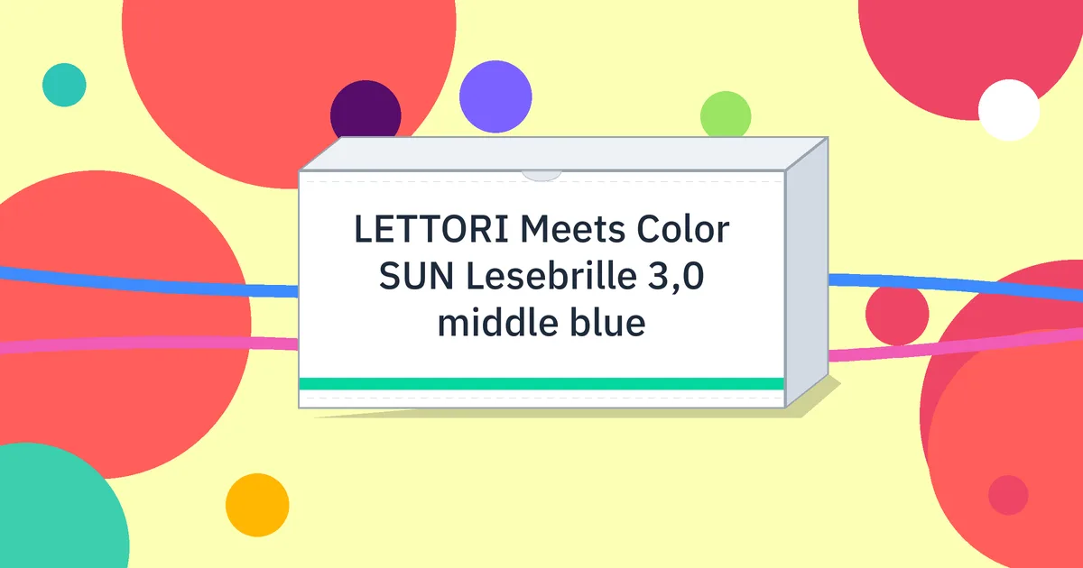 Symbolbild: Packung mit der Aufschrift LETTORI Meets Color SUN Lesebrille 3,0 middle blue (PZN 11163113) – Verfügbarkeit und Bezug in Apotheken in Frankfurt am Main