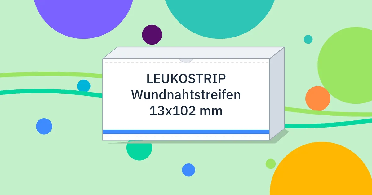 Symbolbild: Packung mit der Aufschrift LEUKOSTRIP Wundnahtstreifen 13x102 mm (PZN 18051920) – Verfügbarkeit und Bezug in Apotheken in Frankfurt am Main