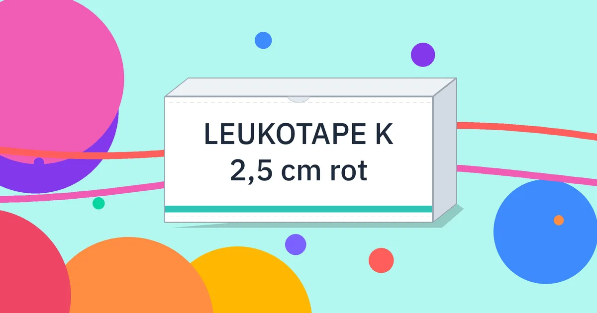 Symbolbild: Packung mit der Aufschrift LEUKOTAPE K 2,5 cm rot (PZN 01907386) – Verfügbarkeit und Bezug in Apotheken in Frankfurt am Main