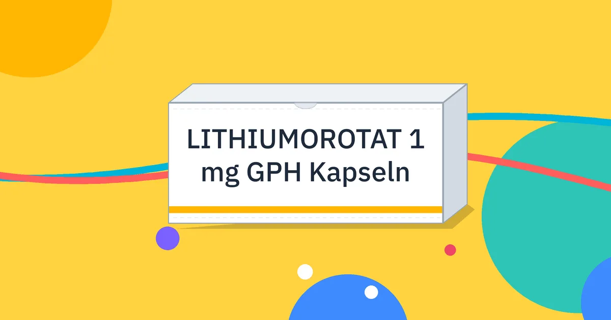 Symbolbild: Packung mit der Aufschrift LITHIUMOROTAT 1 mg GPH Kapseln (PZN 19407460) – Verfügbarkeit und Bezug in Apotheken in Frankfurt am Main