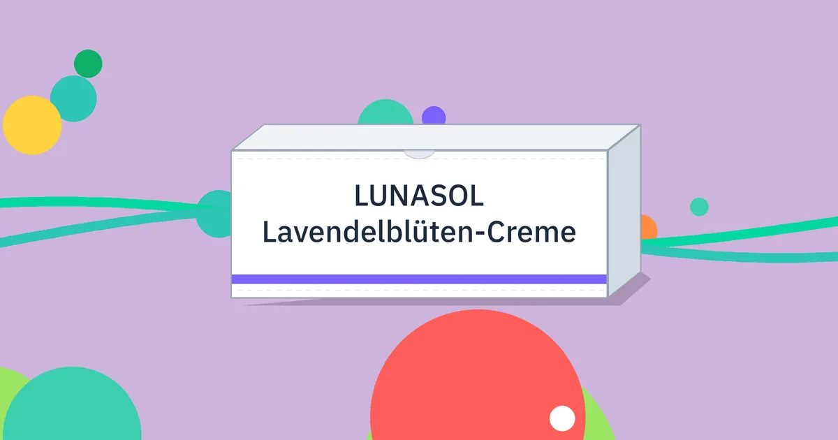 Symbolbild: Packung mit der Aufschrift LUNASOL Lavendelblüten-Creme (PZN 19755698) – Verfügbarkeit und Bezug in Apotheken in Frankfurt am Main