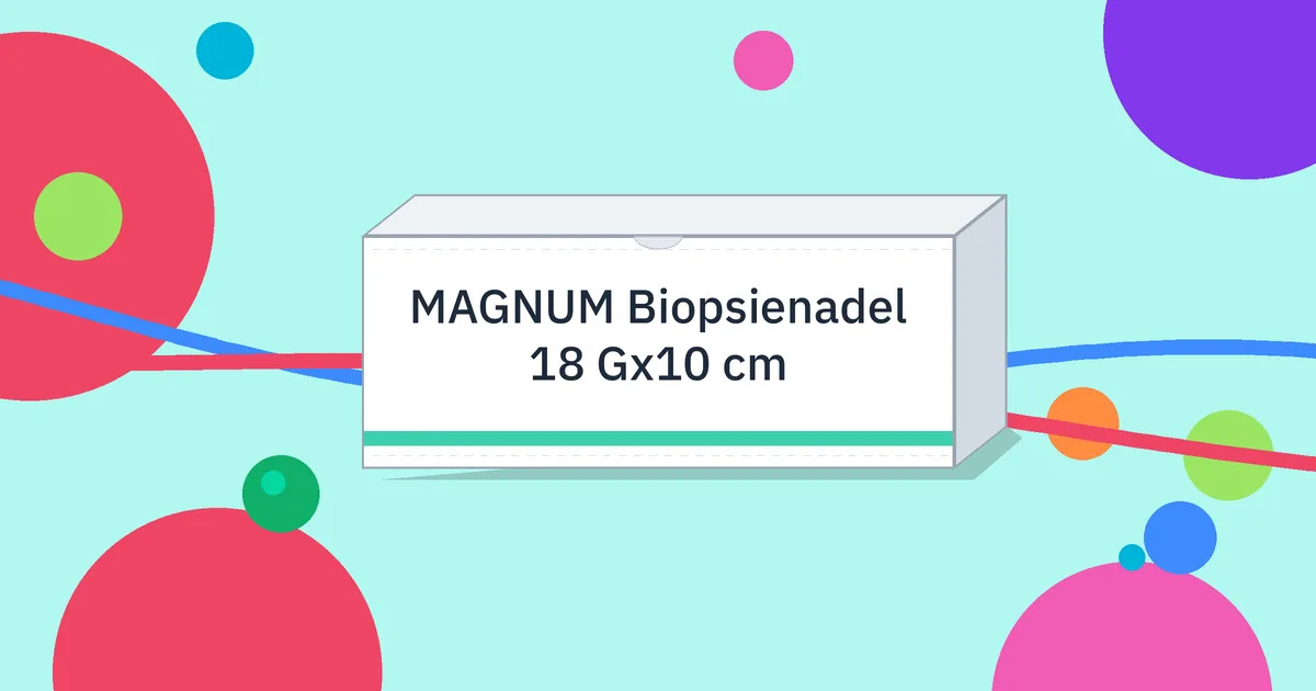 Symbolbild: Packung mit der Aufschrift MAGNUM Biopsienadel 18 Gx10 cm (PZN 03405513) – Verfügbarkeit und Bezug in Apotheken in Frankfurt am Main
