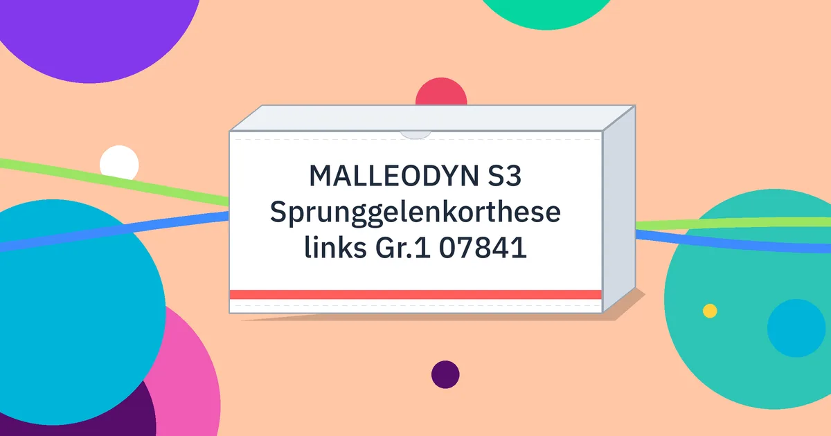 Symbolbild: Packung mit der Aufschrift MALLEODYN S3 Sprunggelenkorthese links Gr.1 07841 (PZN 15781552) – Verfügbarkeit und Bezug in Apotheken in Frankfurt am Main