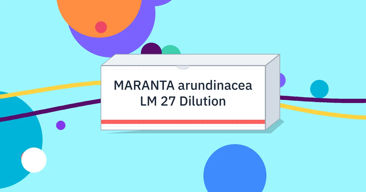 Symbolbild: Packung mit der Aufschrift MARANTA arundinacea LM 27 Dilution (PZN 13601600) – Verfügbarkeit und Bezug in Apotheken in Frankfurt am Main