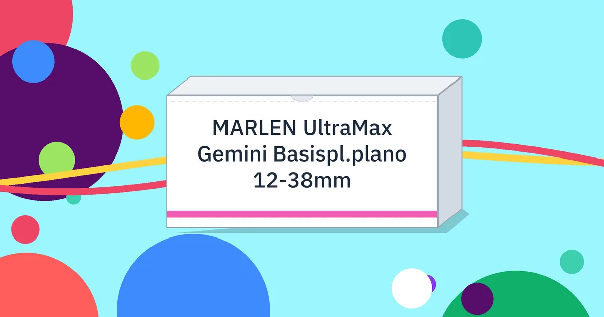 Symbolbild: Packung mit der Aufschrift MARLEN UltraMax Gemini Basispl.plano 12-38mm (PZN 00186915) – Verfügbarkeit und Bezug in Apotheken in Frankfurt am Main