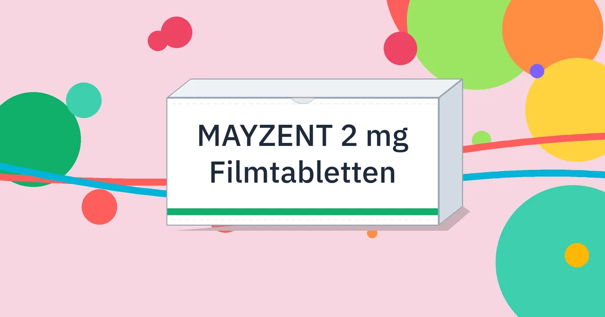 Symbolbild: Packung mit der Aufschrift MAYZENT 2 mg Filmtabletten (PZN 15227471) – Verfügbarkeit und Bezug in Apotheken in Frankfurt am Main