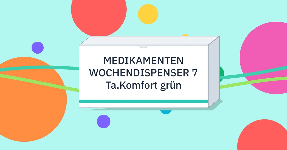 Symbolbild: Packung mit der Aufschrift MEDIKAMENTEN WOCHENDISPENSER 7 Ta.Komfort grün (PZN 08757613) – Verfügbarkeit und Bezug in Apotheken in Frankfurt am Main