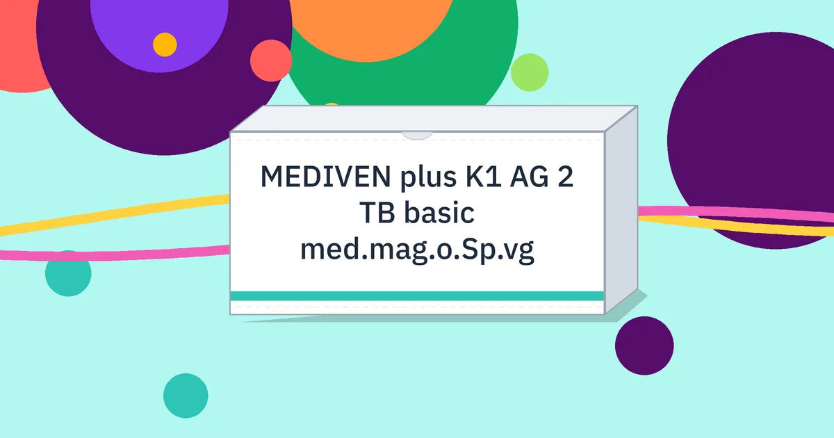 Symbolbild: Packung mit der Aufschrift MEDIVEN plus K1 AG 2 TB basic med.mag.o.Sp.vg (PZN 15057589) – Verfügbarkeit und Bezug in Apotheken in Frankfurt am Main