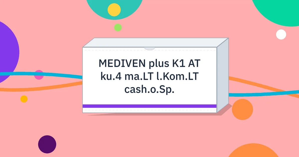 Symbolbild: Packung mit der Aufschrift MEDIVEN plus K1 AT ku.4 ma.LT l.Kom.LT cash.o.Sp. (PZN 15071678) – Verfügbarkeit und Bezug in Apotheken in Frankfurt am Main