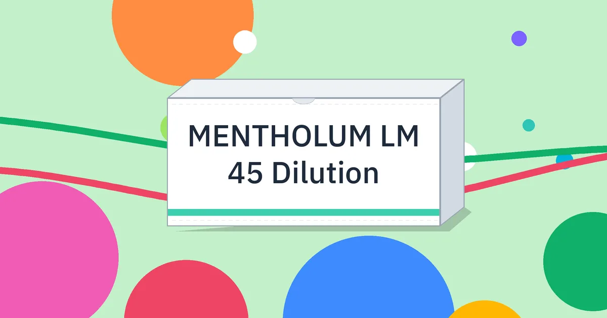 Symbolbild: Packung mit der Aufschrift MENTHOLUM LM 45 Dilution (PZN 13604900) – Verfügbarkeit und Bezug in Apotheken in Frankfurt am Main