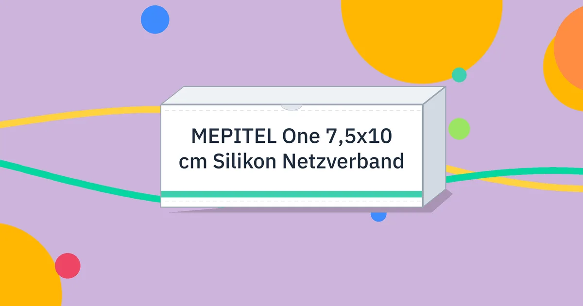 Symbolbild: Packung mit der Aufschrift MEPITEL One 7,5x10 cm Silikon Netzverband (PZN 01848519) – Verfügbarkeit und Bezug in Apotheken in Frankfurt am Main