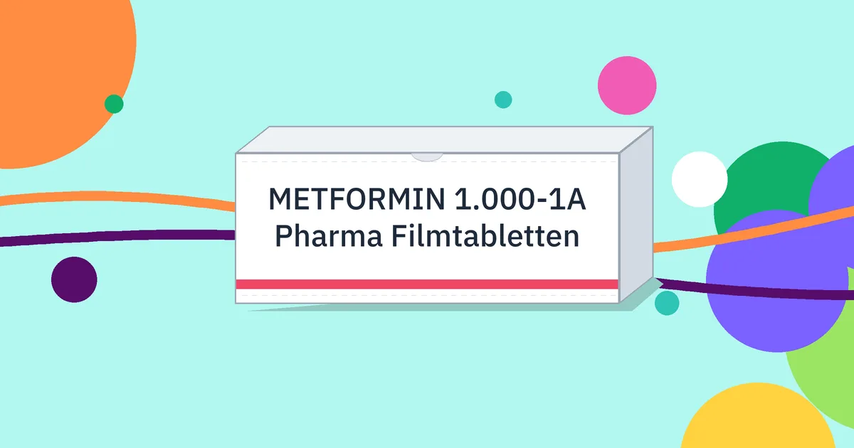 Symbolbild: Packung mit der Aufschrift METFORMIN 1.000-1A Pharma Filmtabletten (PZN 02950970) – Verfügbarkeit und Bezug in Apotheken in Frankfurt am Main