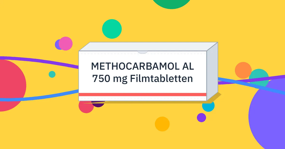 Symbolbild: Packung mit der Aufschrift METHOCARBAMOL AL 750 mg Filmtabletten (PZN 14043645) – Verfügbarkeit und Bezug in Apotheken in Frankfurt am Main
