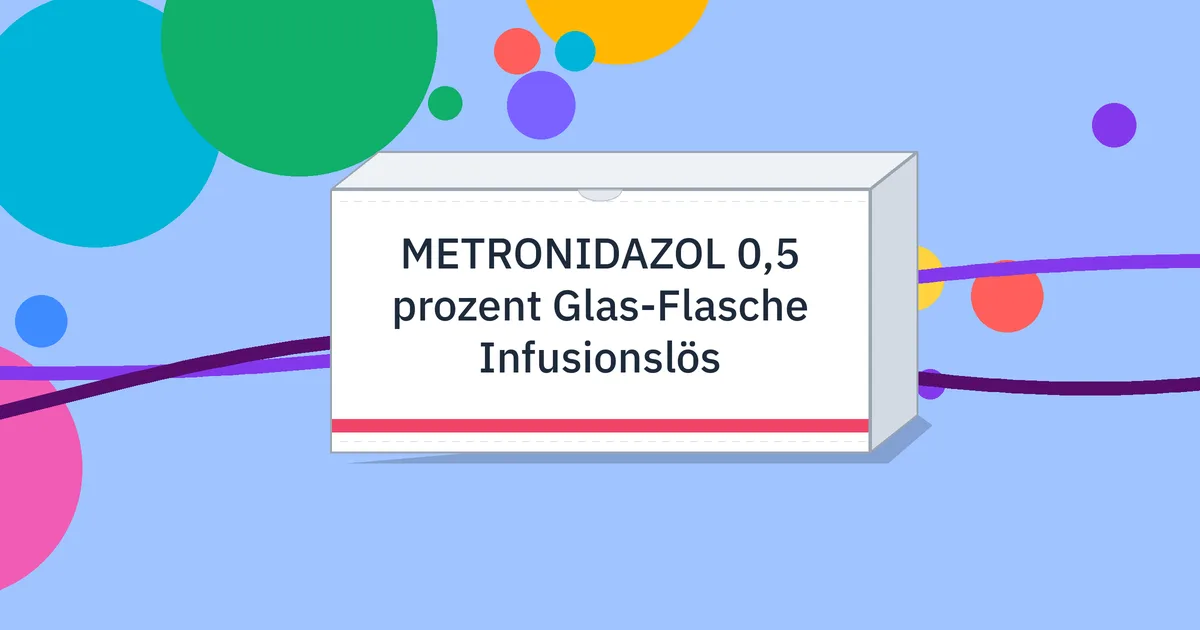 Symbolbild: Packung mit der Aufschrift METRONIDAZOL 0,5 prozent Glas-Flasche Infusionslös (PZN 06586188) – Verfügbarkeit und Bezug in Apotheken in Frankfurt am Main