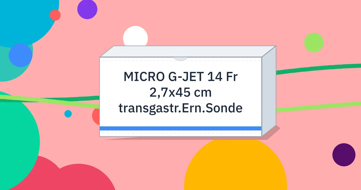 Symbolbild: Packung mit der Aufschrift MICRO G-JET 14 Fr 2,7x45 cm transgastr.Ern.Sonde (PZN 17818644) – Verfügbarkeit und Bezug in Apotheken in Frankfurt am Main