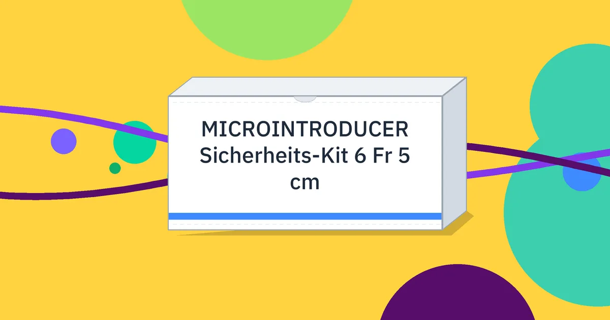 Symbolbild: Packung mit der Aufschrift MICROINTRODUCER Sicherheits-Kit 6 Fr 5 cm (PZN 12398893) – Verfügbarkeit und Bezug in Apotheken in Frankfurt am Main