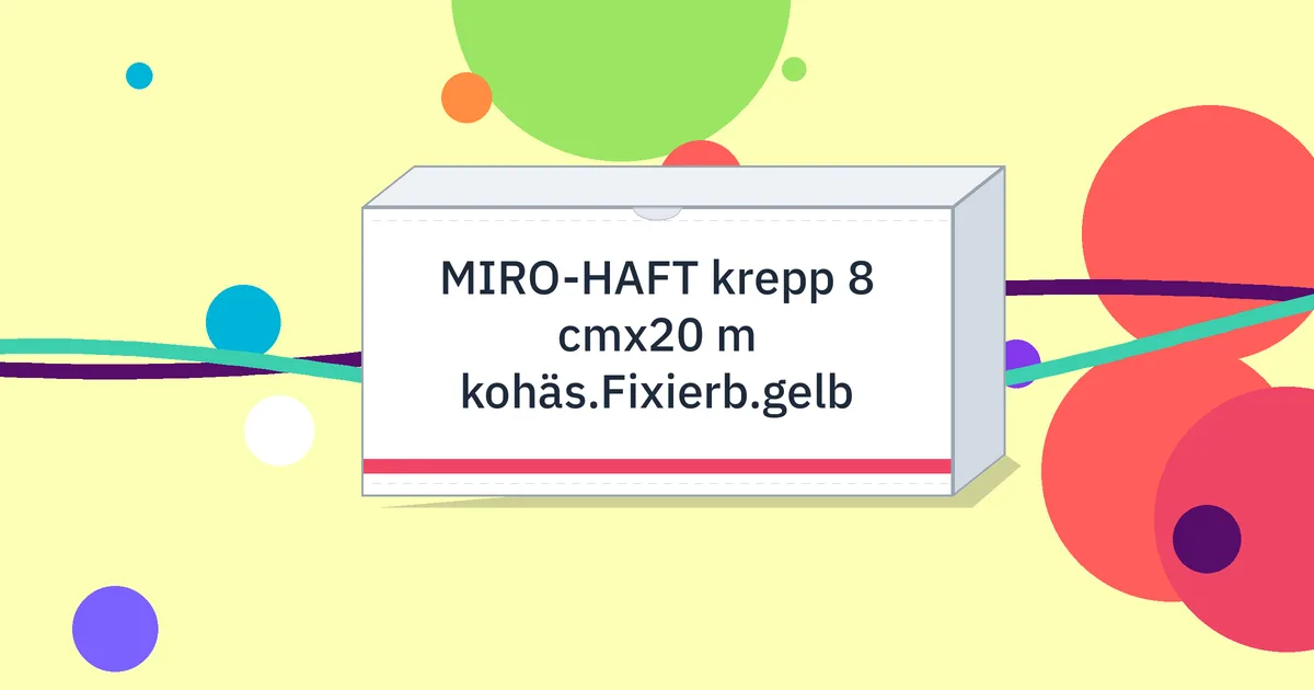 Symbolbild: Packung mit der Aufschrift MIRO-HAFT krepp 8 cmx20 m kohäs.Fixierb.gelb (PZN 01212661) – Verfügbarkeit und Bezug in Apotheken in Frankfurt am Main