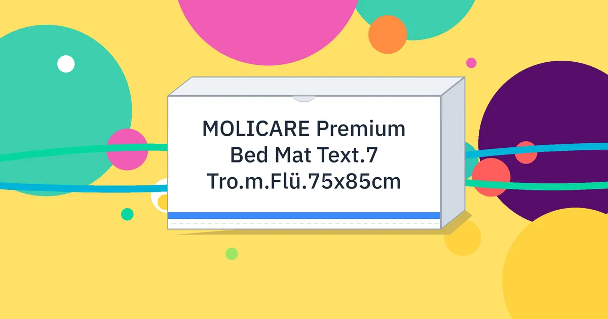Symbolbild: Packung mit der Aufschrift MOLICARE Premium Bed Mat Text.7 Tro.m.Flü.75x85cm (PZN 18603704) – Verfügbarkeit und Bezug in Apotheken in Frankfurt am Main