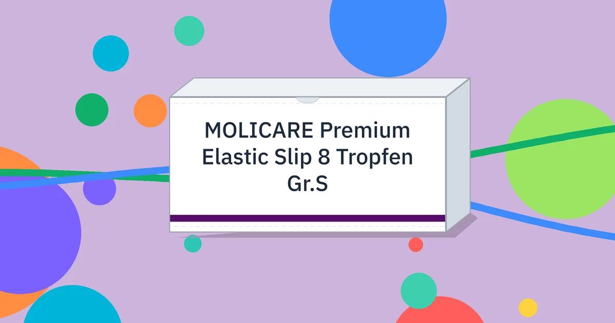 Symbolbild: Packung mit der Aufschrift MOLICARE Premium Elastic Slip 8 Tropfen Gr.S (PZN 14355451) – Verfügbarkeit und Bezug in Apotheken in Frankfurt am Main
