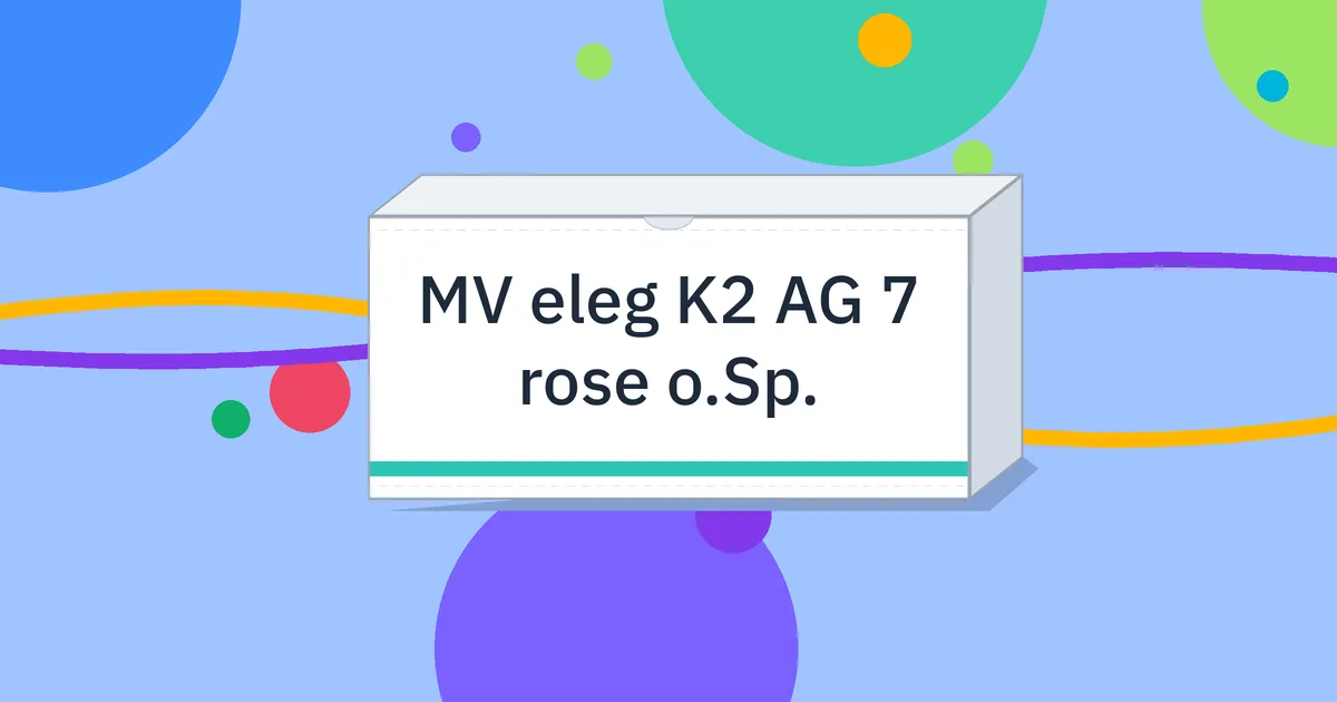 Symbolbild: Packung mit der Aufschrift MV eleg K2 AG 7 rose o.Sp. (PZN 14700221) – Verfügbarkeit und Bezug in Apotheken in Frankfurt am Main