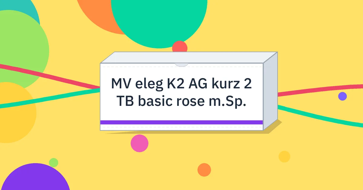 Symbolbild: Packung mit der Aufschrift MV eleg K2 AG kurz 2 TB basic rose m.Sp. (PZN 14698458) – Verfügbarkeit und Bezug in Apotheken in Frankfurt am Main