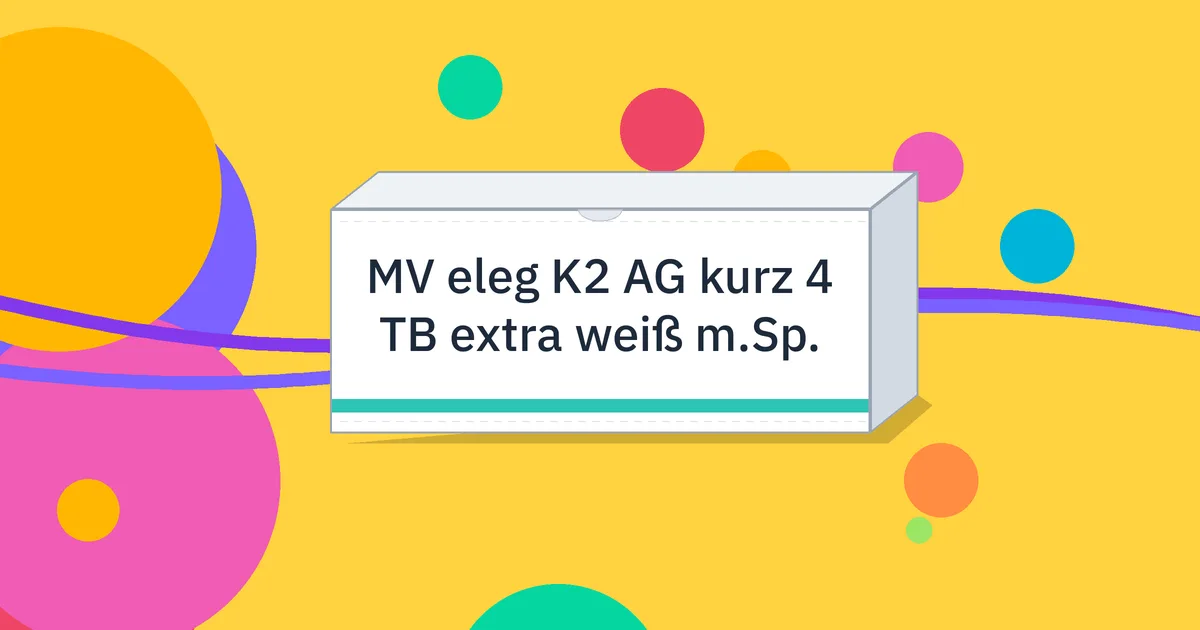 Symbolbild: Packung mit der Aufschrift MV eleg K2 AG kurz 4 TB extra weiß m.Sp. (PZN 09879614) – Verfügbarkeit und Bezug in Apotheken in Frankfurt am Main