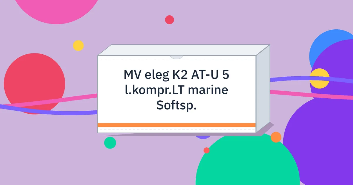 Symbolbild: Packung mit der Aufschrift MV eleg K2 AT-U 5 l.kompr.LT marine Softsp. (PZN 15290133) – Verfügbarkeit und Bezug in Apotheken in Frankfurt am Main