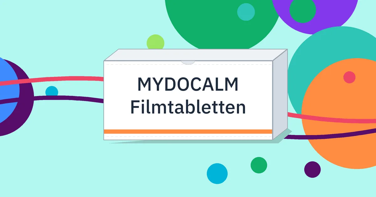 Symbolbild: Packung mit der Aufschrift MYDOCALM Filmtabletten (PZN 16804404) – Verfügbarkeit und Bezug in Apotheken in Frankfurt am Main