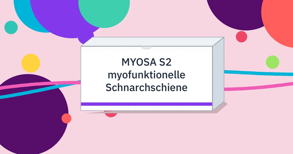 Symbolbild: Packung mit der Aufschrift MYOSA S2 myofunktionelle Schnarchschiene (PZN 13716786) – Verfügbarkeit und Bezug in Apotheken in Frankfurt am Main