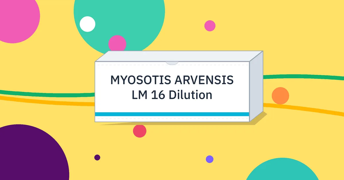 Symbolbild: Packung mit der Aufschrift MYOSOTIS ARVENSIS LM 16 Dilution (PZN 13612176) – Verfügbarkeit und Bezug in Apotheken in Frankfurt am Main